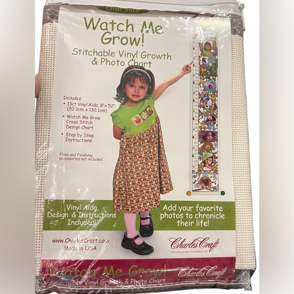 Art | Charles Craft Watch Me Grow Growth Photo Chart Cross Stitch Craft ...